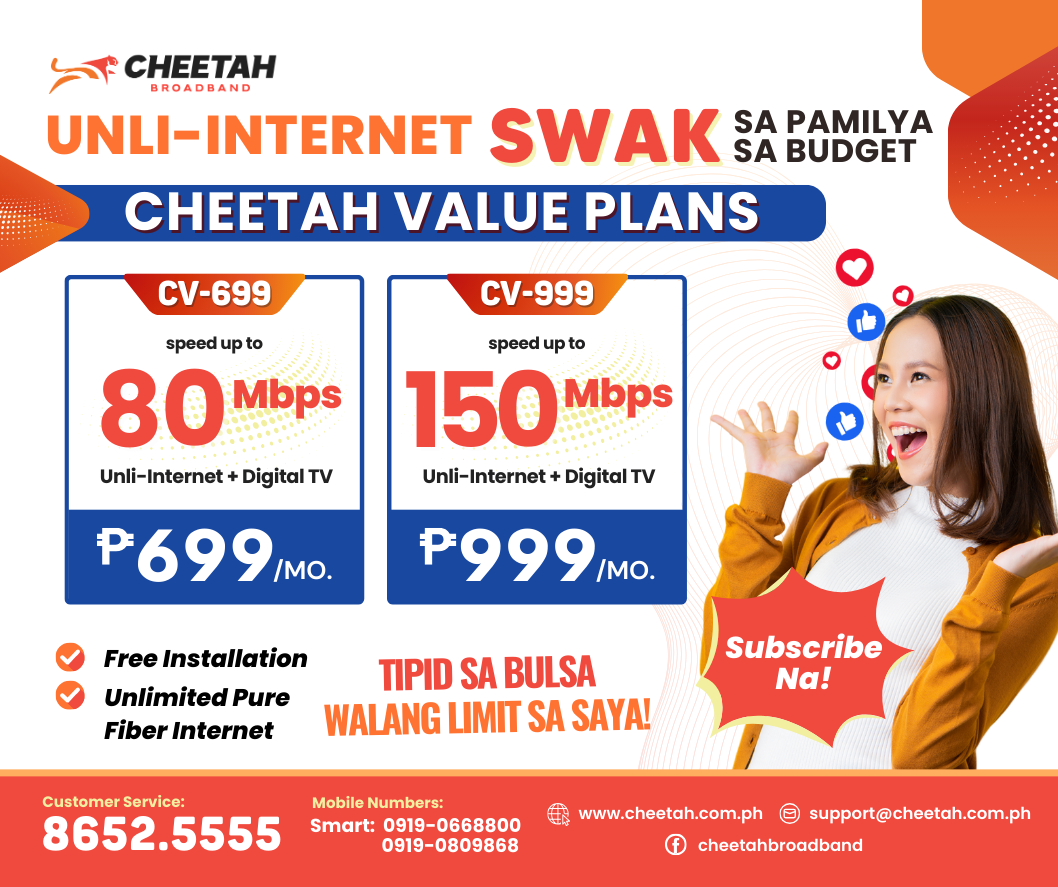 UNLI-INTERNET NA PASOK SA BUDGET? MERON NIYAN! CHEETAH VALUE PLANS ...
