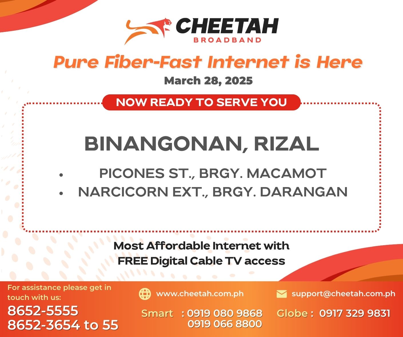 Experience the SPEED of CHEETAH PURE FIBER! Now available in Picones St ...